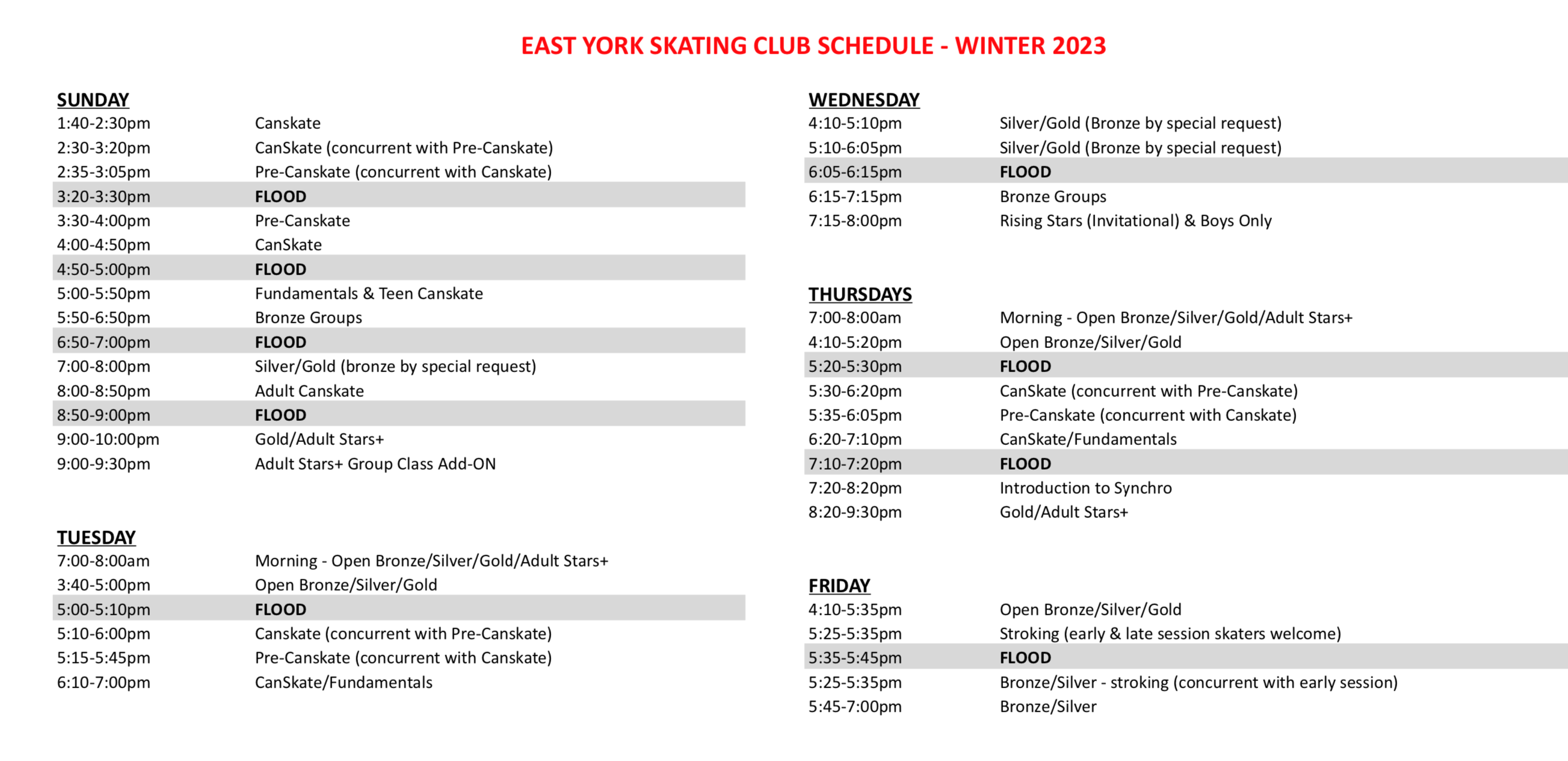Winter 2023 - Schedule :: Program Registrations - EYSC